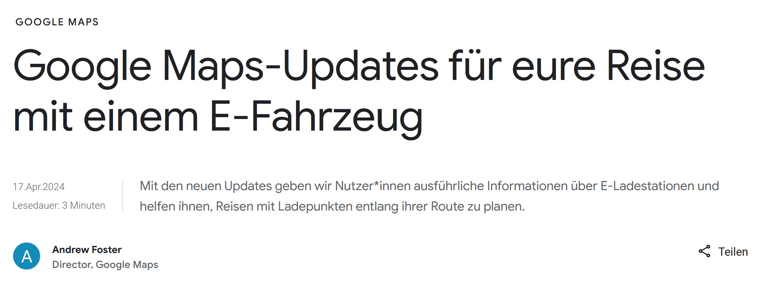 Google Maps zur Reiseplanung - Mein E-Auto
